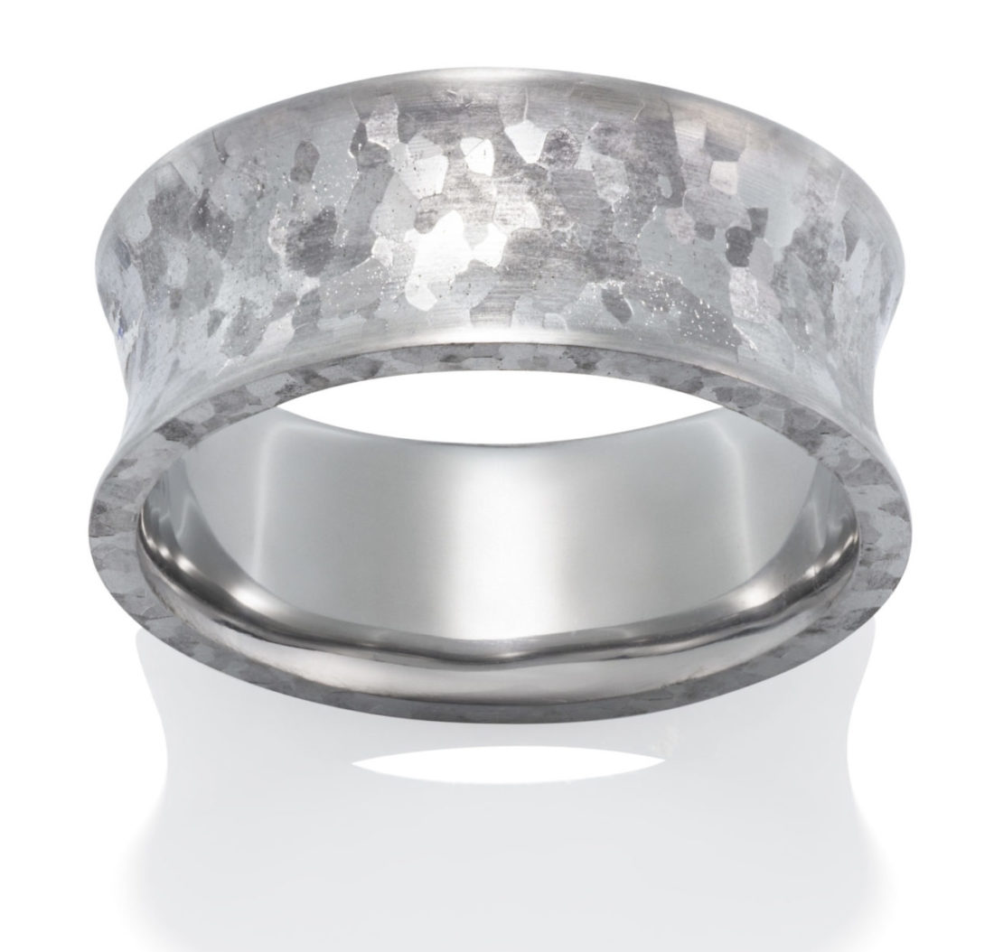 Crystal concave steel ring